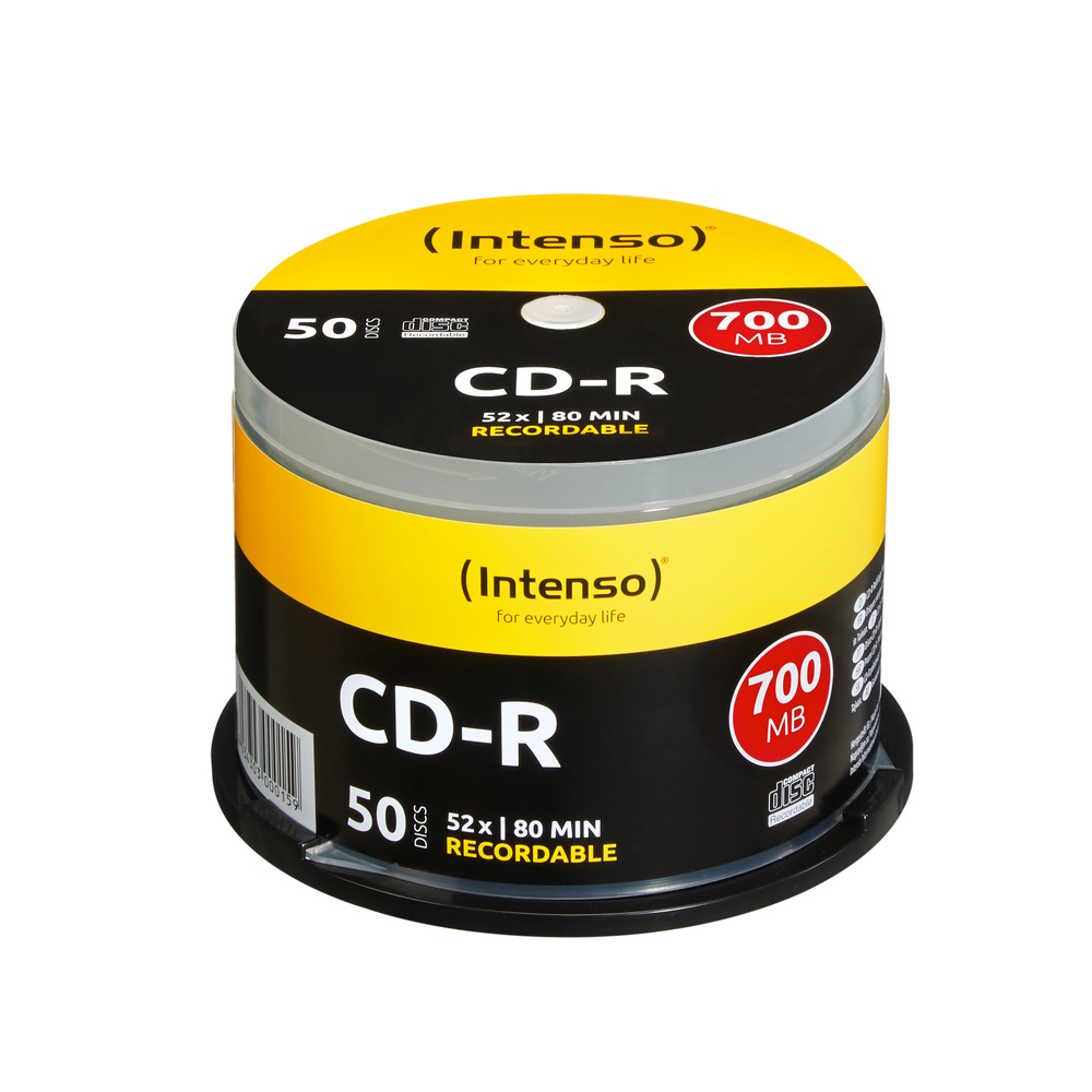 Intenso CD-R 700 MB/80 Min., 52x Speed CD Cake Box 50 - Techolic